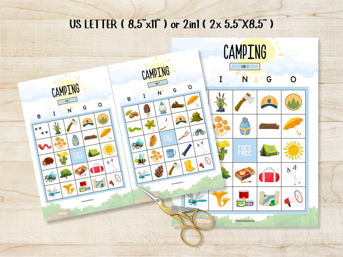 CAMPING BINGO Printable 30 Bingo Cards & 75 Calling Cards Camp Games ...