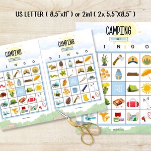 CAMPING BINGO Printable 30 Bingo Cards & 75 Calling Cards Camp Games ...