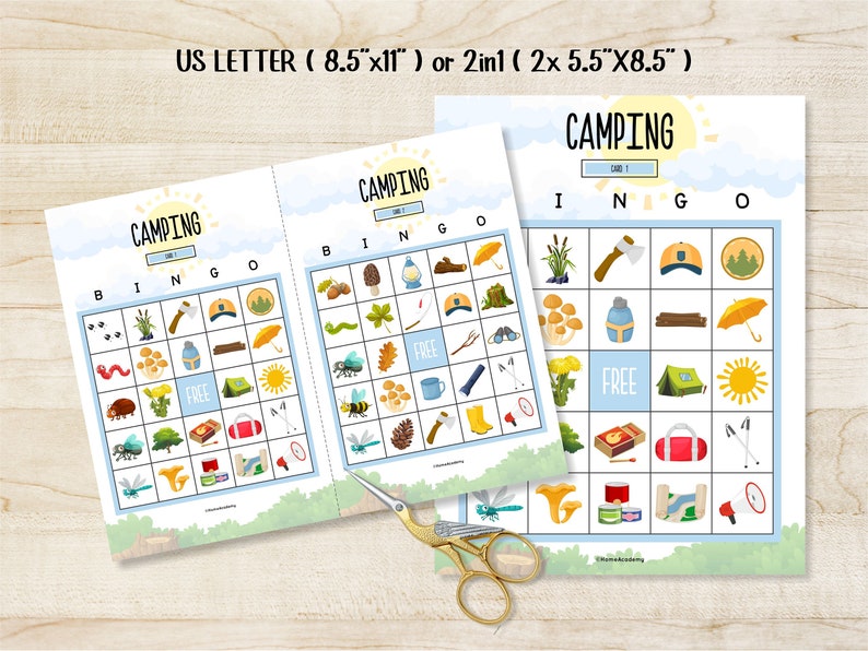 CAMPING BINGO Printable 30 Bingo Cards & 75 Calling Cards Camp Games ...