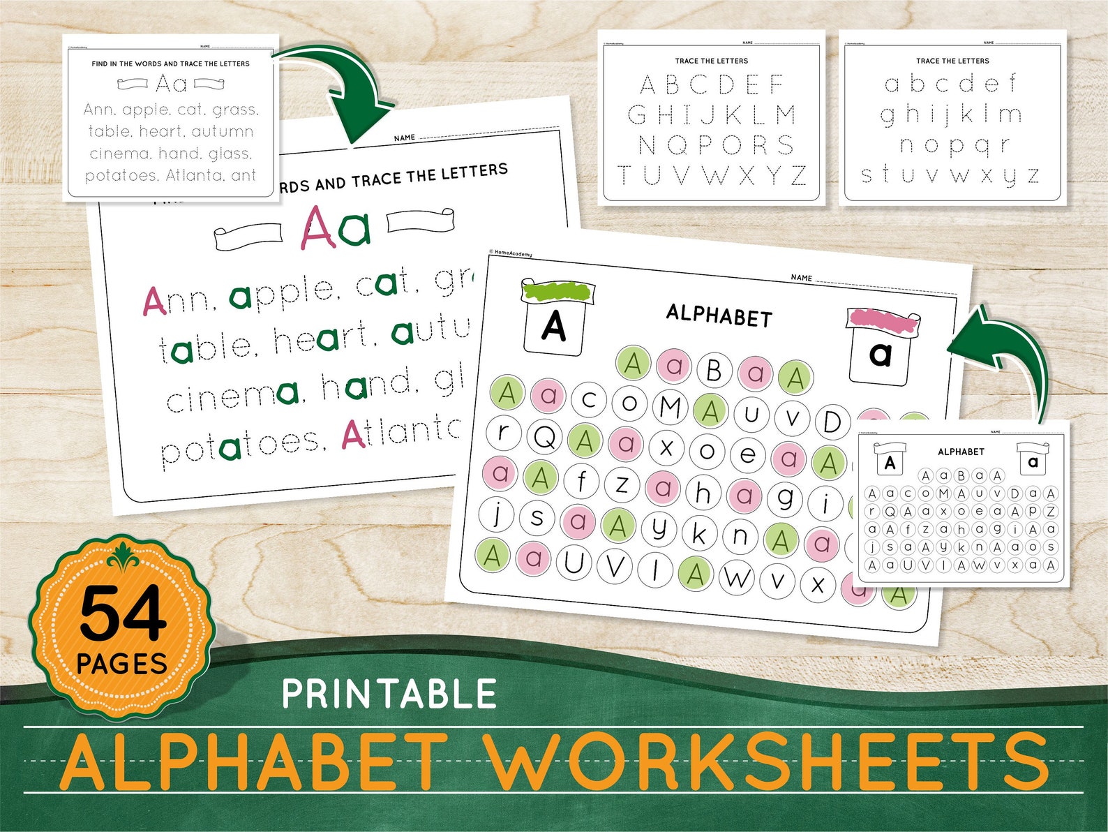 Printable ALPHABET Worksheets for Kids Homeschool Learning Binder Dab ...