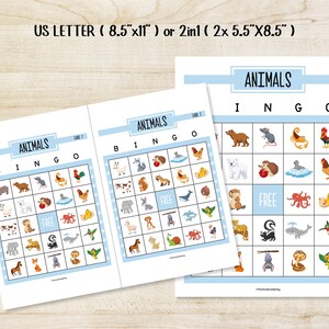 Printable BINGO Game for Kids ANIMALS 30 Bingo Cards & 75 Calling Cards ...
