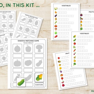 VEGETABLES and FRUITS Matching Game Preschool Worksheets Printable ...
