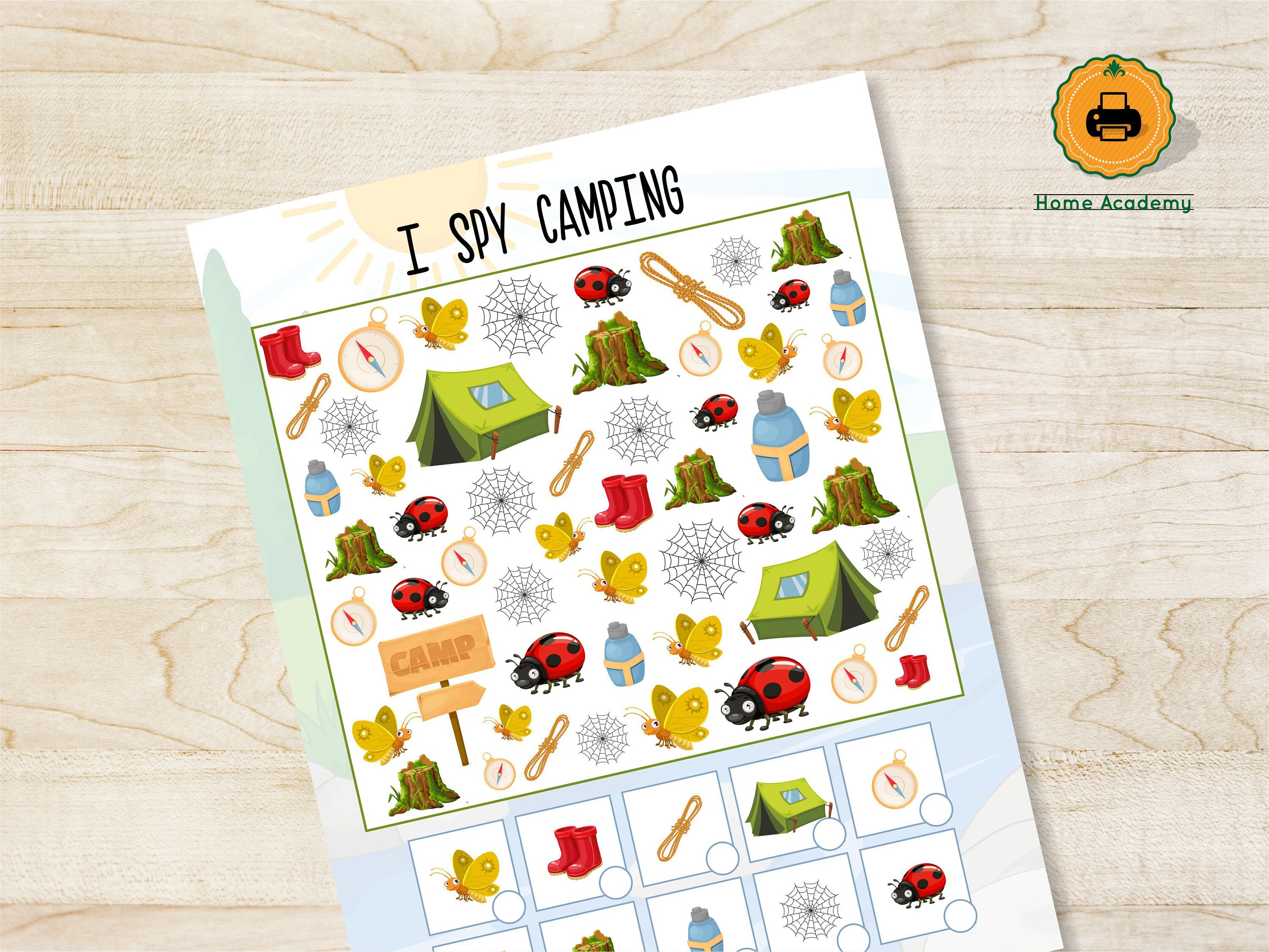 I SPY Printable Camp Games for Kids CAMPING Toddler Activities Birthday ...