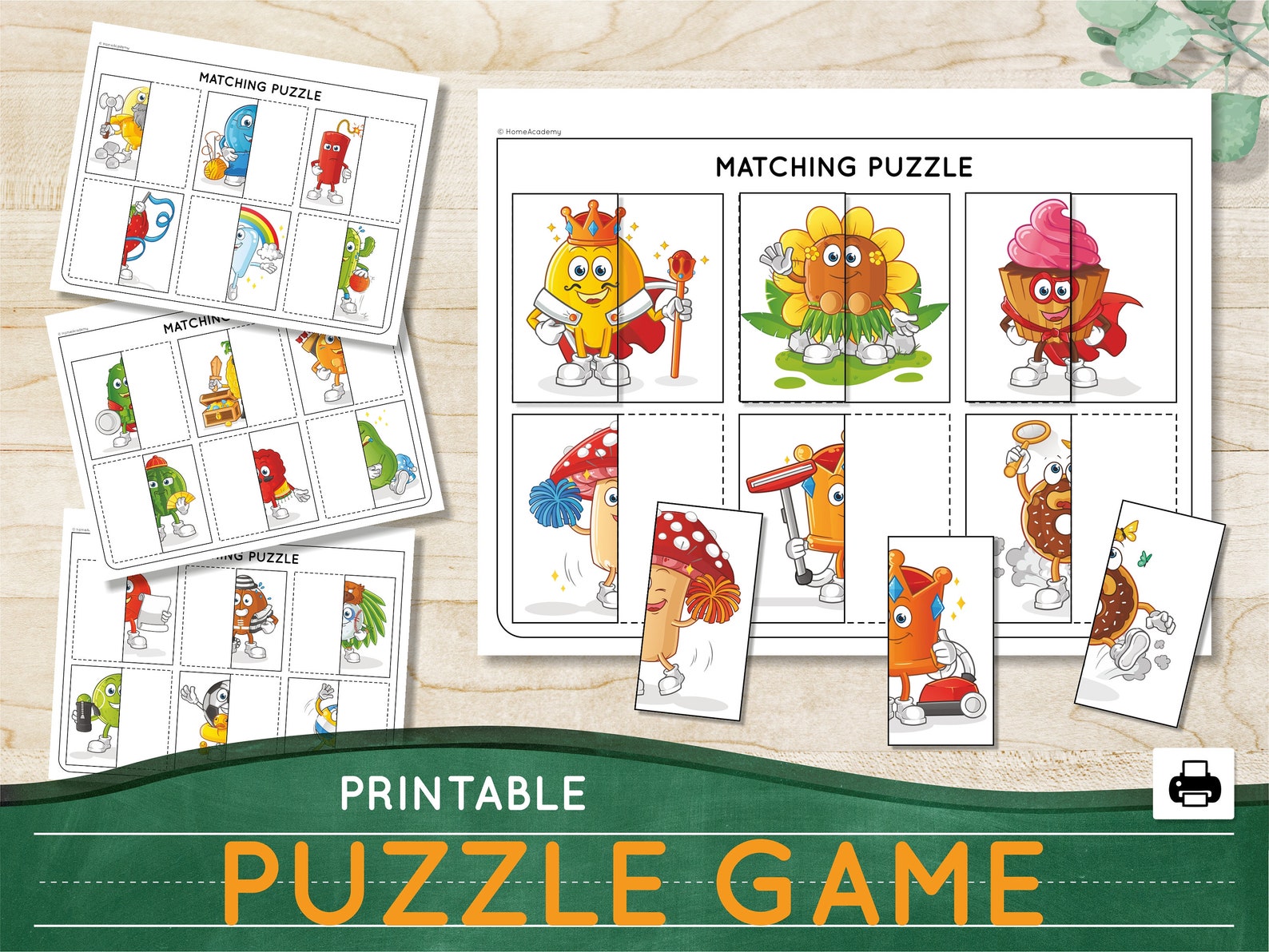 Printable PUZZLES Picture Matching Game Kids Activity Worksheets ...