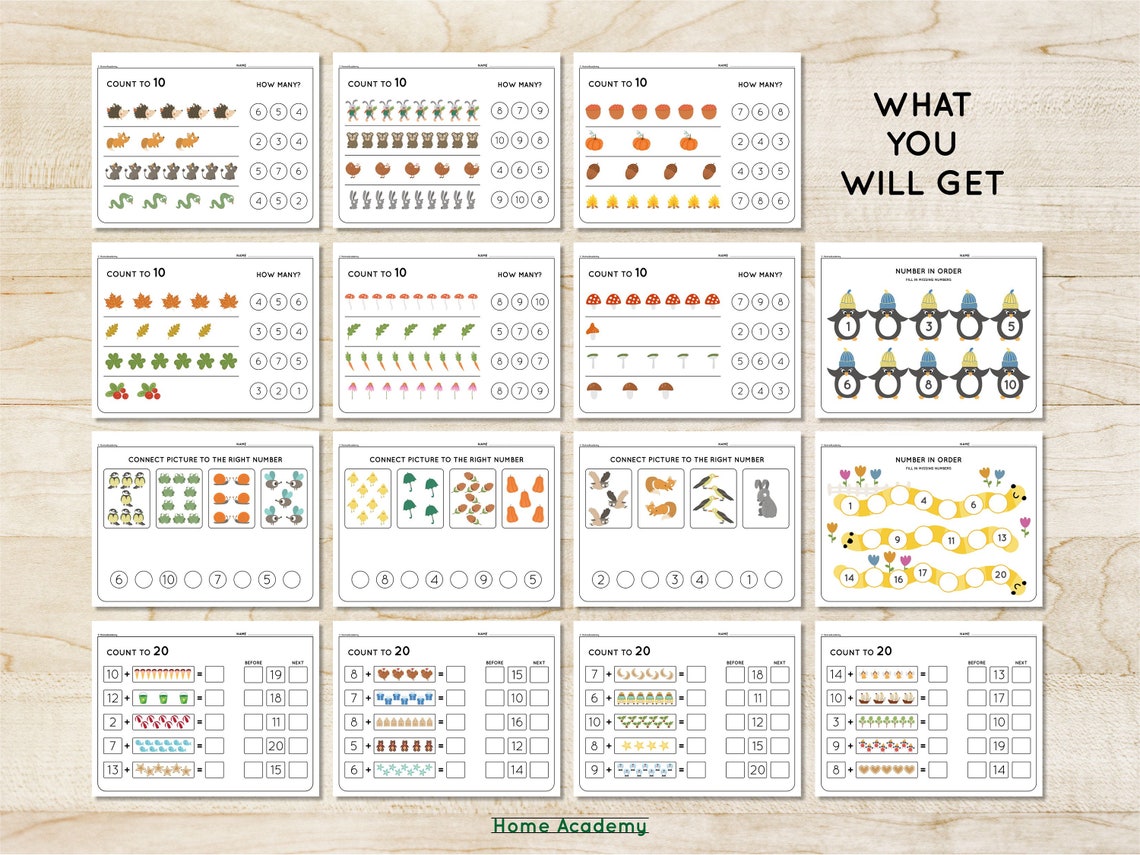 50 Printable Worksheets BUNDLE Alphabet, Shapes, Math and Other Fun ...