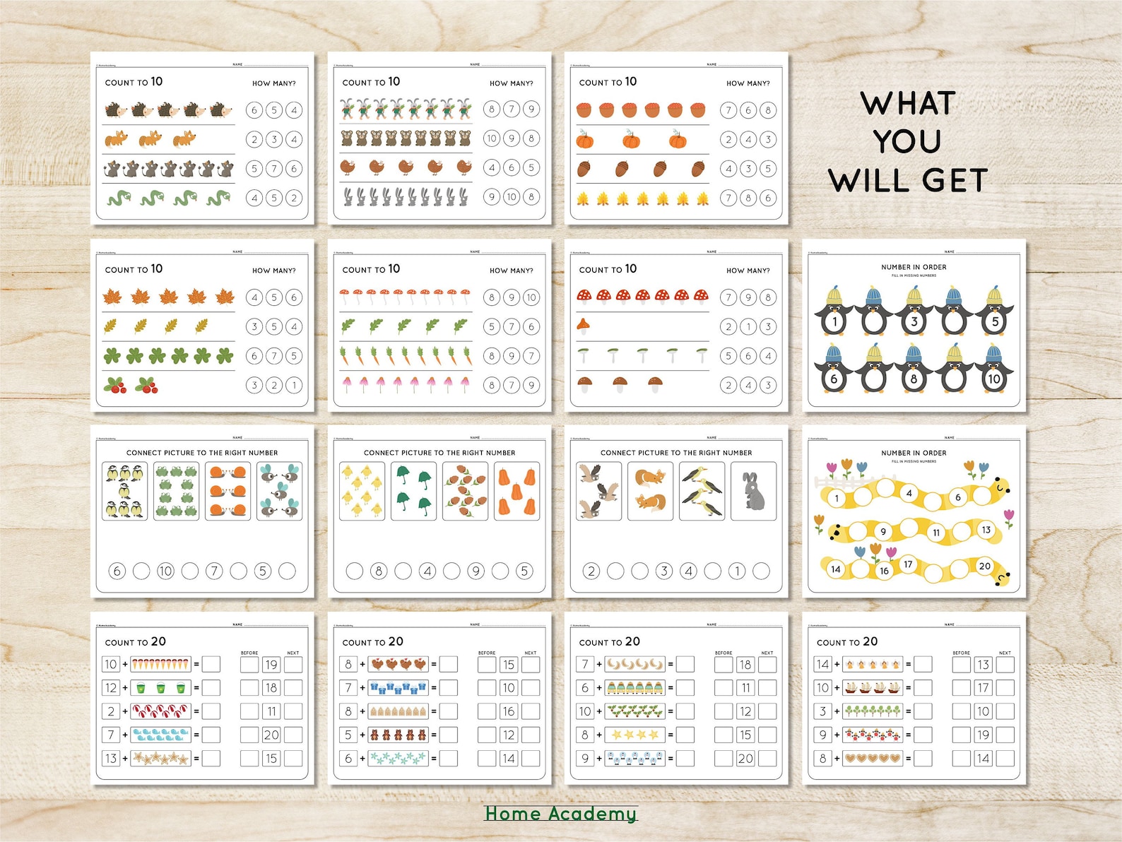 50 Printable Worksheets BUNDLE Alphabet, Shapes, Math and Other Fun ...