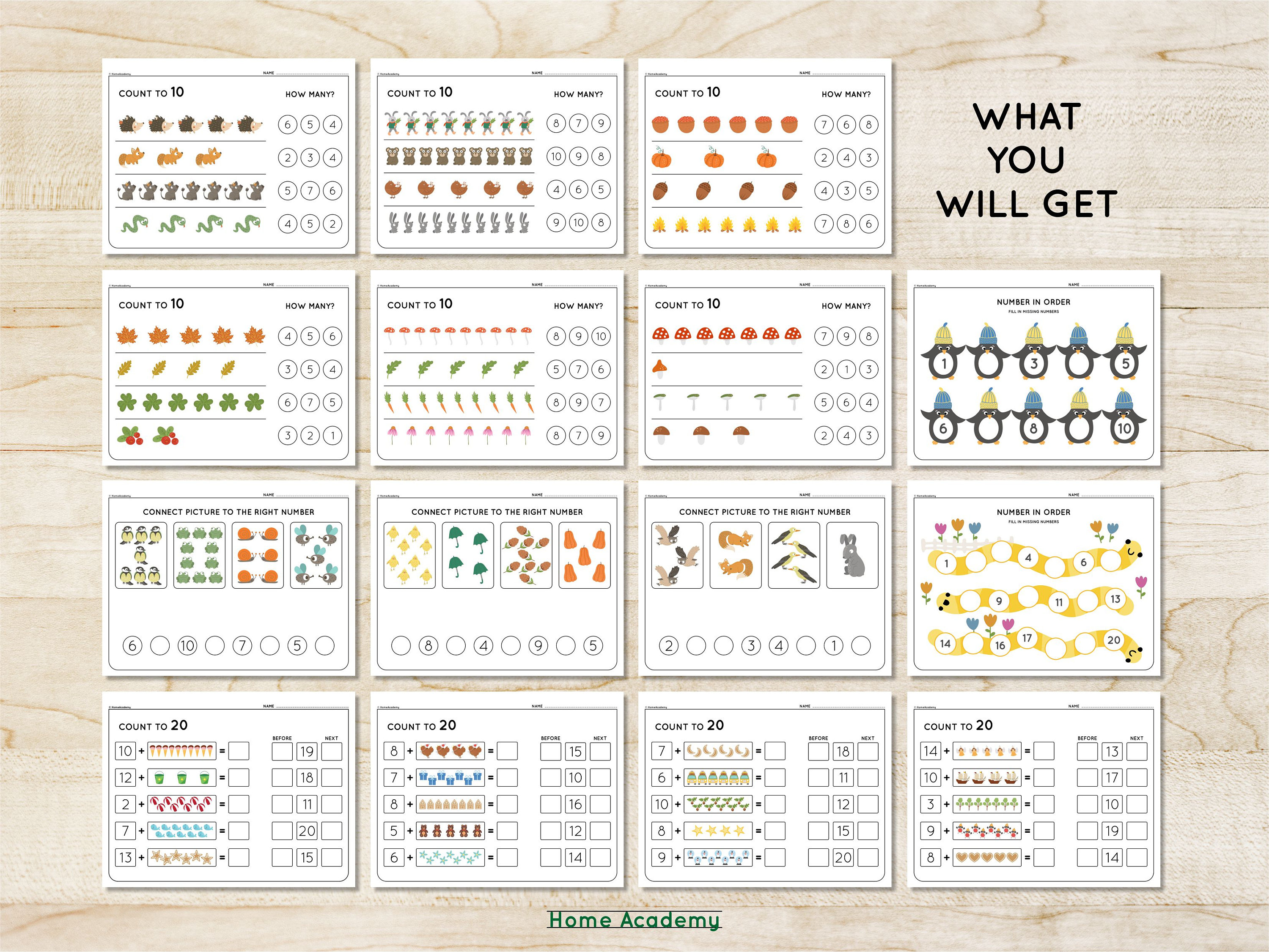 50 Printable Worksheets BUNDLE Alphabet, Shapes, Math and Other Fun ...