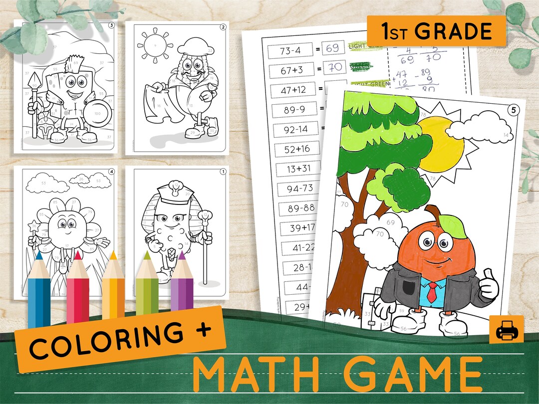MATH Worksheets for Kids Printable Educational Game Color by Number ...