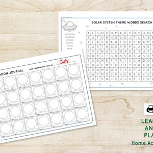 Printable Solar System Worksheets Moon Phases Outer Space Activity ...