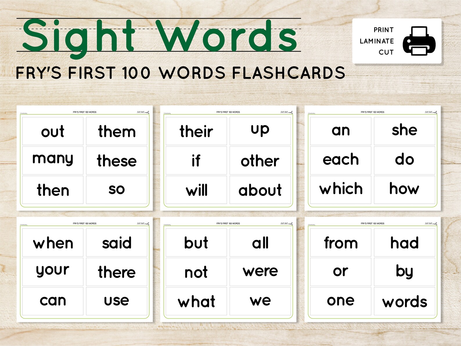 First 100 Fry Sight Words Flashcards Printable Homeschool | Etsy