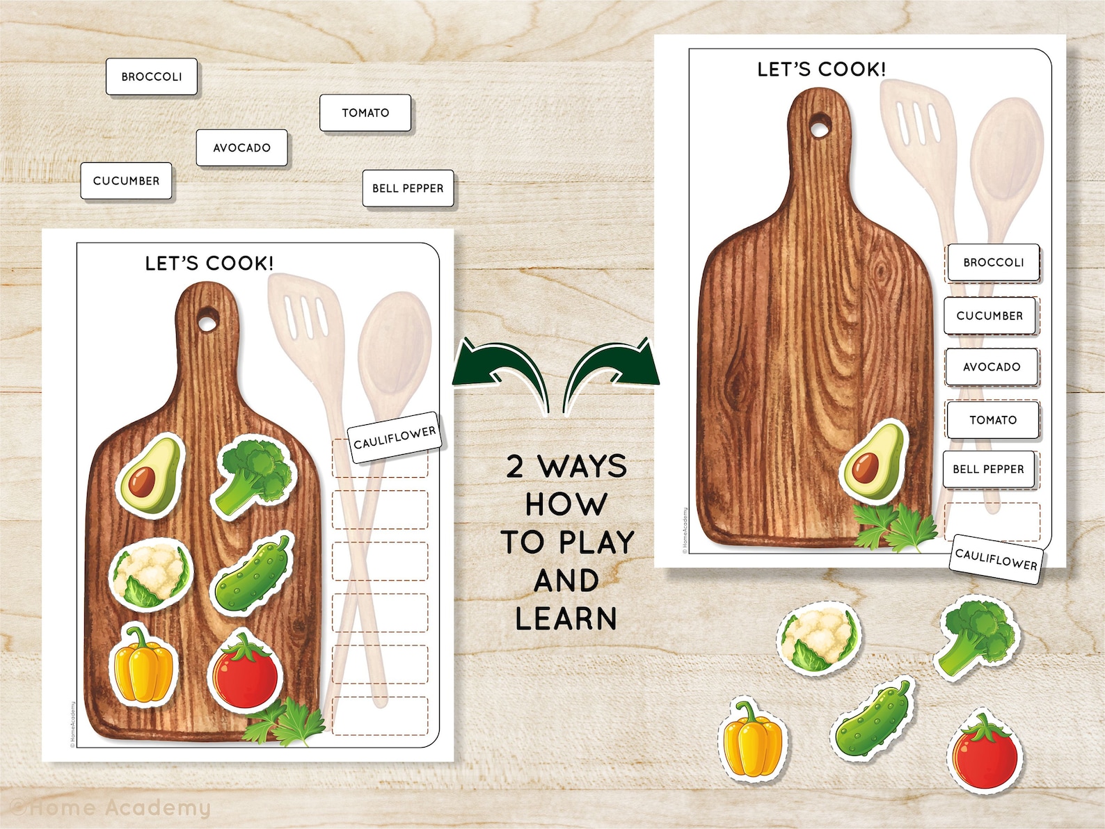 VEGETABLES and FRUITS Matching Game Preschool Worksheets - Etsy