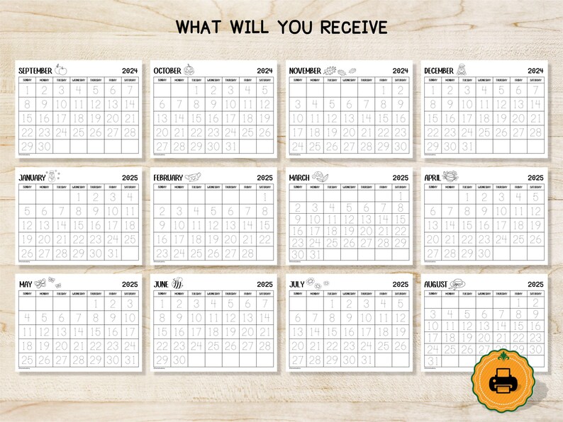 Printable CALENDAR 2024-2025 Traceable Calendar Homeschool Morning ...