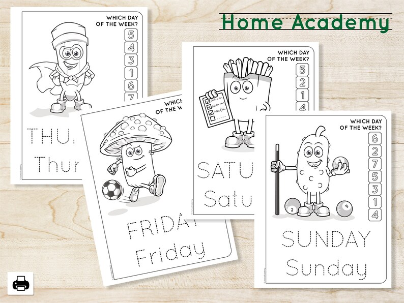 Printable Days of the Week 2 in 1 Learning Children Worksheets ...