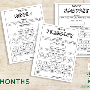 Perpetual Calendar Printable Worksheets for Kids Season/weekday/day ...