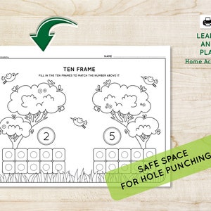 TEN FRAME Printable Math Worksheets Kindergarten Math Learning Binder ...