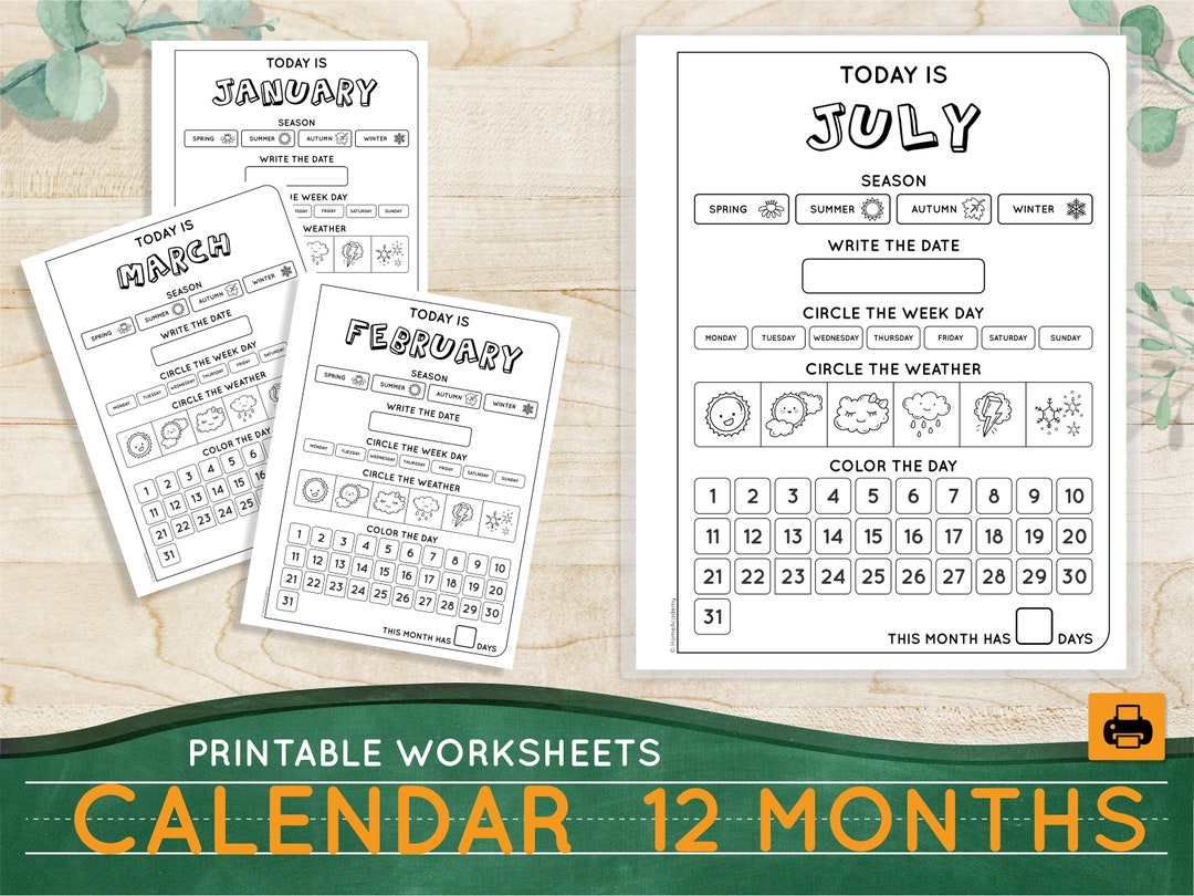 Printable Perpetual Calendar Worksheets for Kids - Etsy Australia