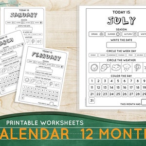 Printable Perpetual Calendar Worksheets for Kids Season/weekday/day ...