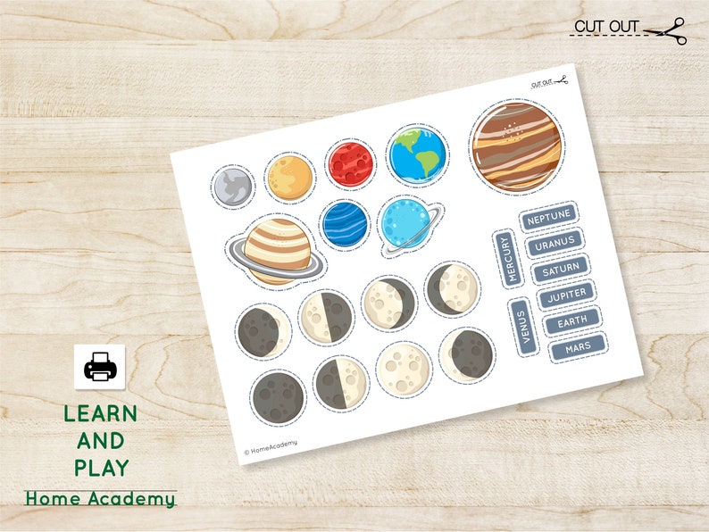 Printable Solar System Worksheets Moon Phases Outer Space - Etsy