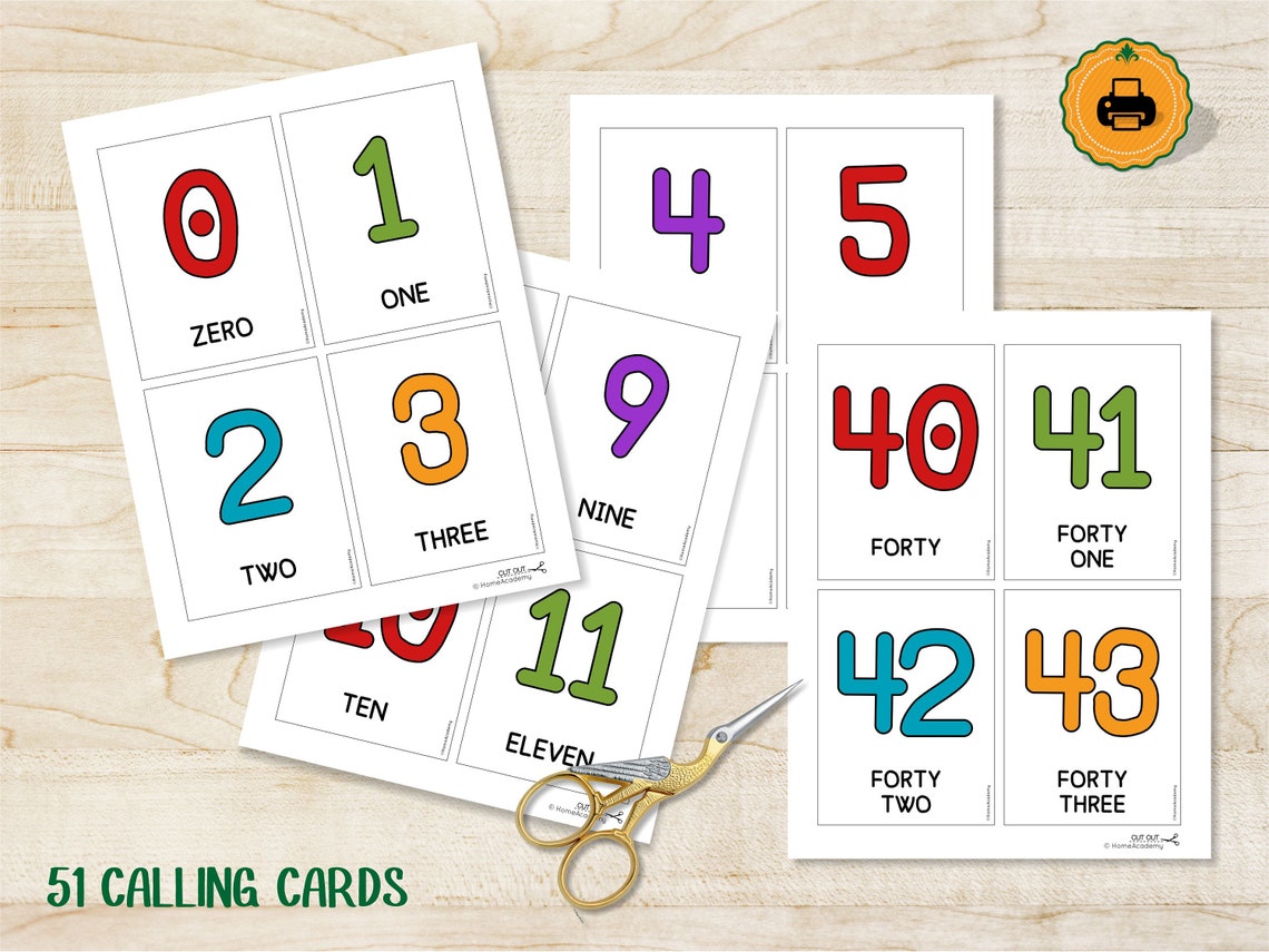Printable BINGO GAME Number Recognition 0-50 Homeschool - Etsy UK