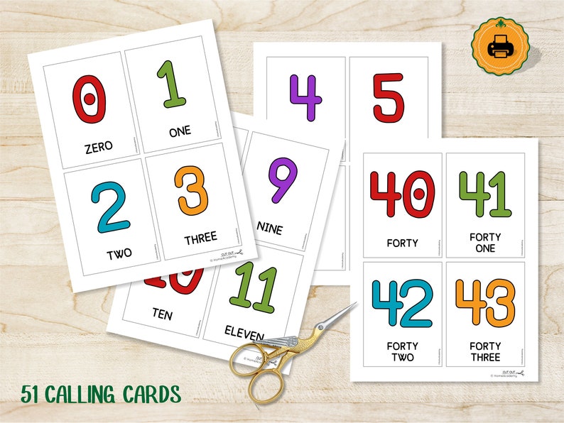 Printable BINGO GAME Number Recognition 0-50 Homeschool - Etsy UK