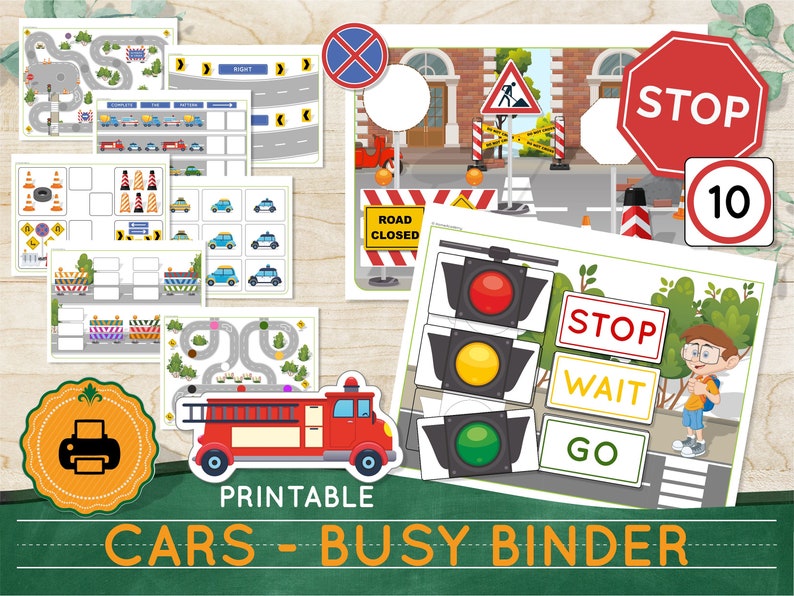 CARS Busy Book Toddler Learning Toy Printable Homeschool Worksheets ...