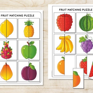 Printable Matching Card Game for Toddler VEGETABLES/FRUIT - Etsy