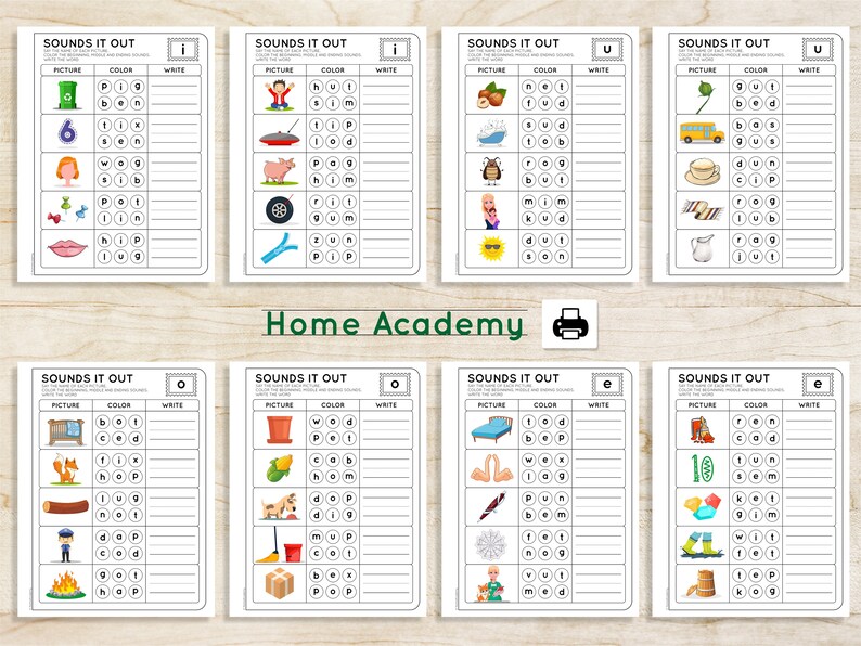 CVC Words Printable Homeschool Worksheets Learn to Read Pre-k ...