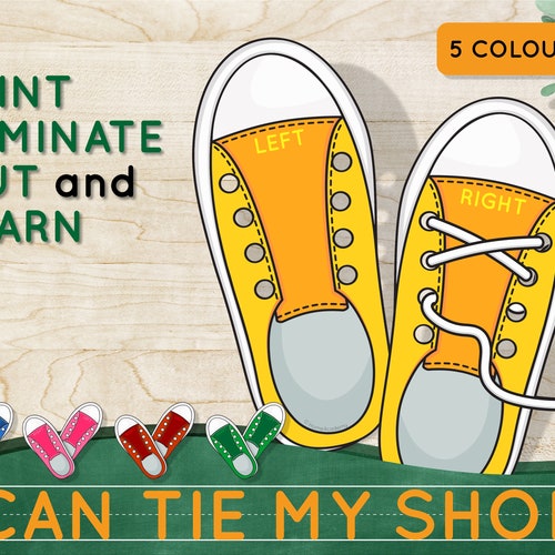 Learn to Tie Shoes Printable Shoe Tying Practice Card - Etsy