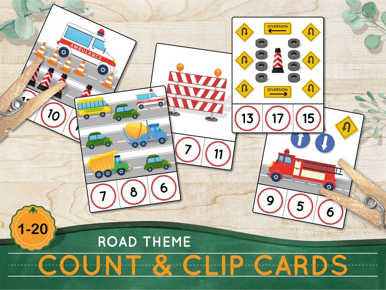 1-20 Count and Clip Cards Printable Counting Activities Kindergarten ...
