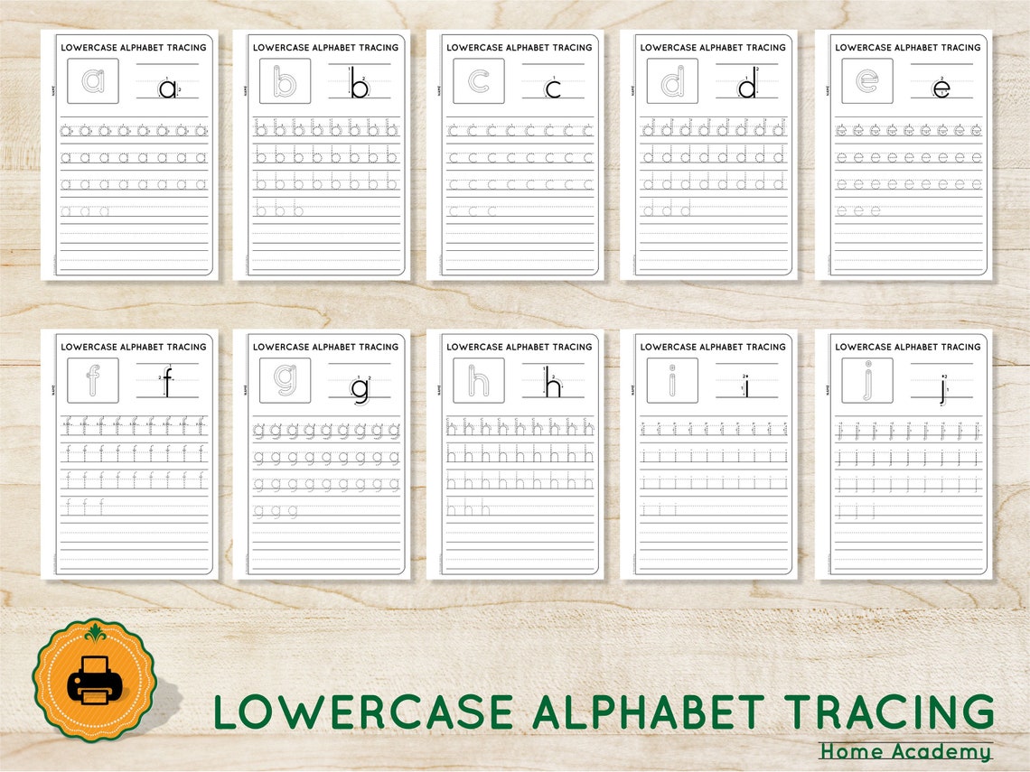 Printable 26 LOWERCASE Tracing Alphabet Worksheets - Etsy UK