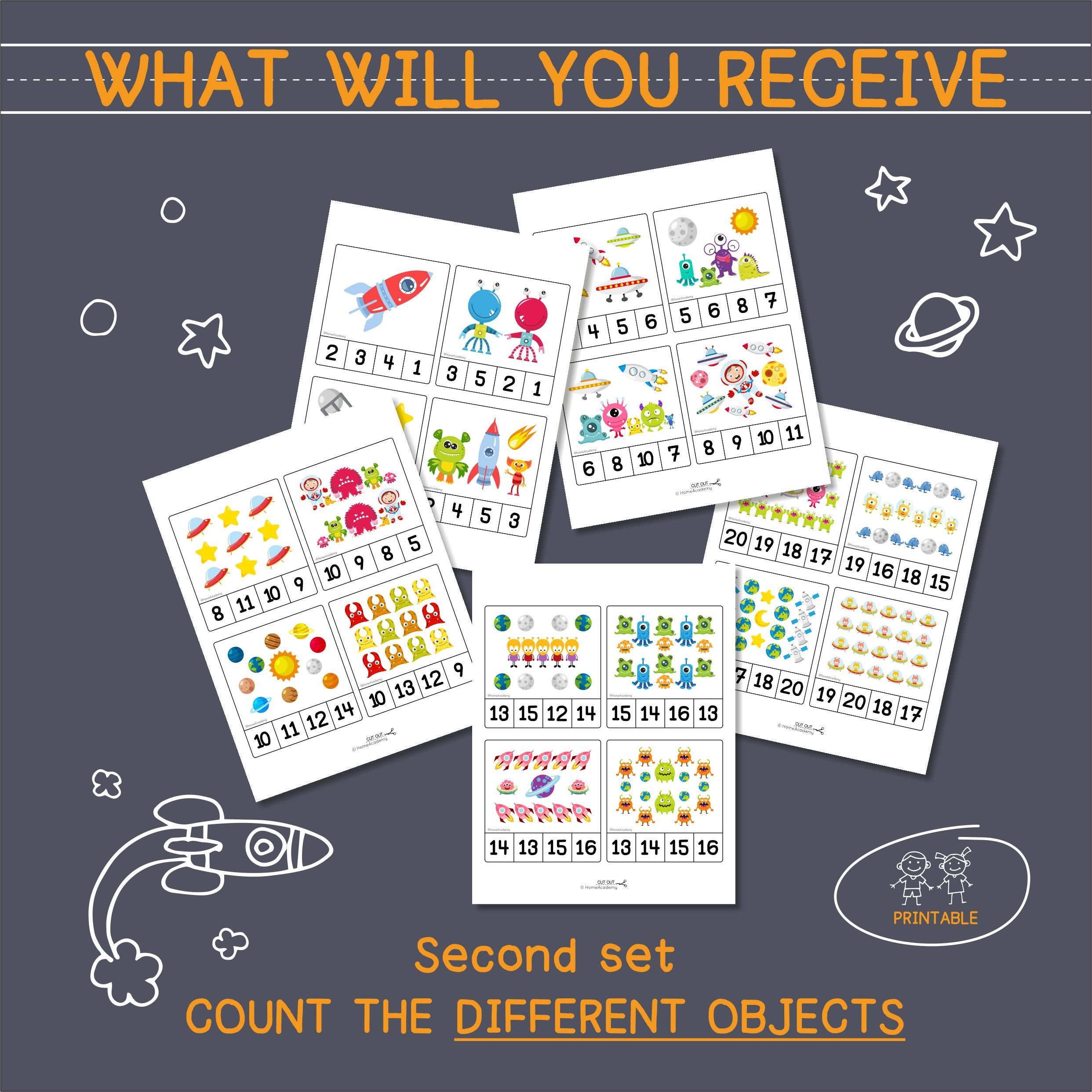 Printable Count and Clip Cards Kindergarten Math Preschool - Etsy