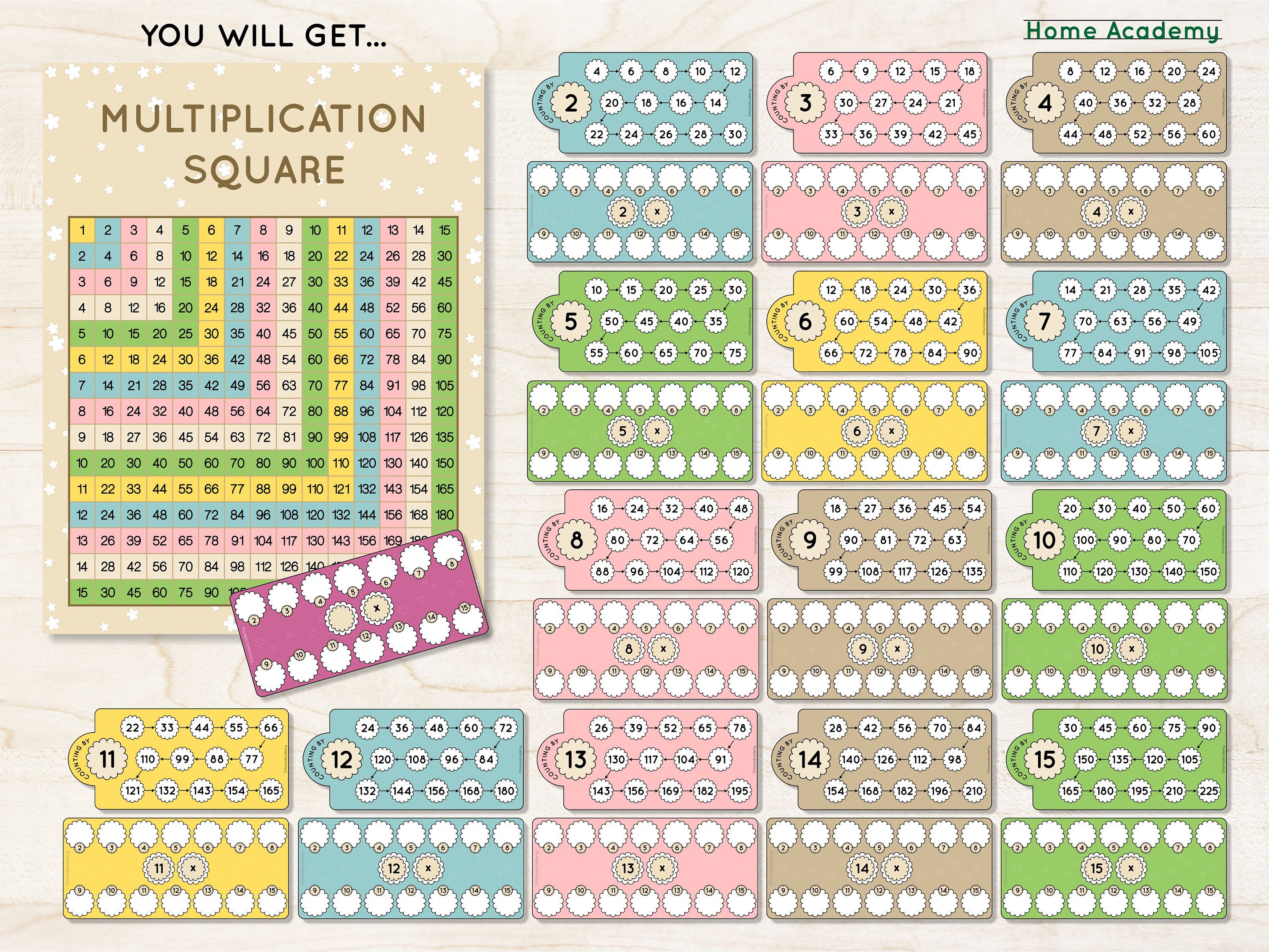 Skip Counting and Testing Cards Printable Multiplication Learning Aid ...