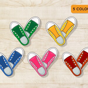 Learn to Tie Shoes Printable Shoe Tying Practice Card Shoelaces Kid's ...