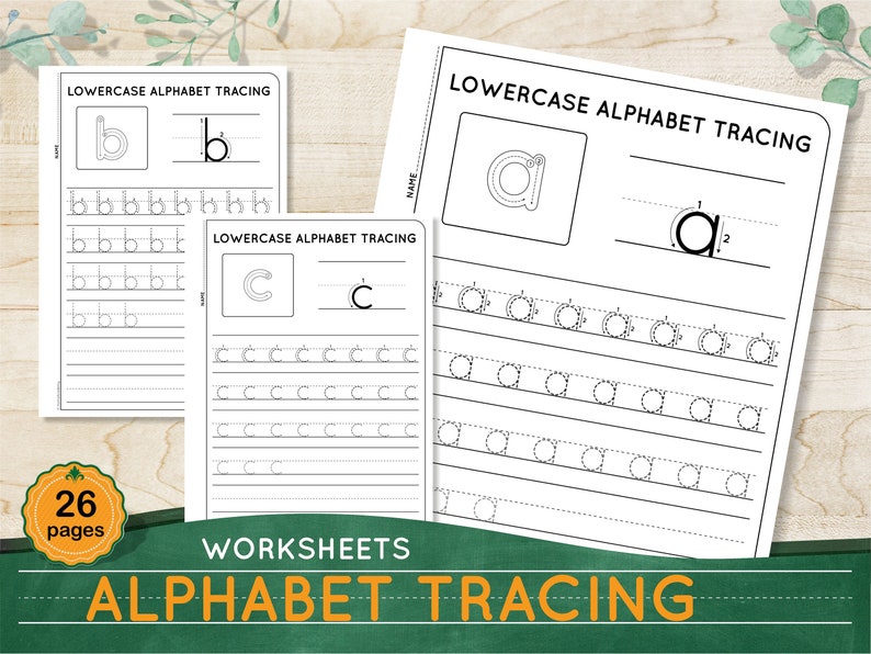 Printable 26 LOWERCASE Tracing Alphabet Worksheets - Etsy UK