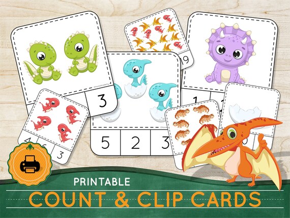 DINOSAUR Math Cards Printable Counting Activities Count and - Etsy