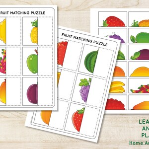 Printable Matching Card Game for Toddler VEGETABLES/FRUIT - Etsy