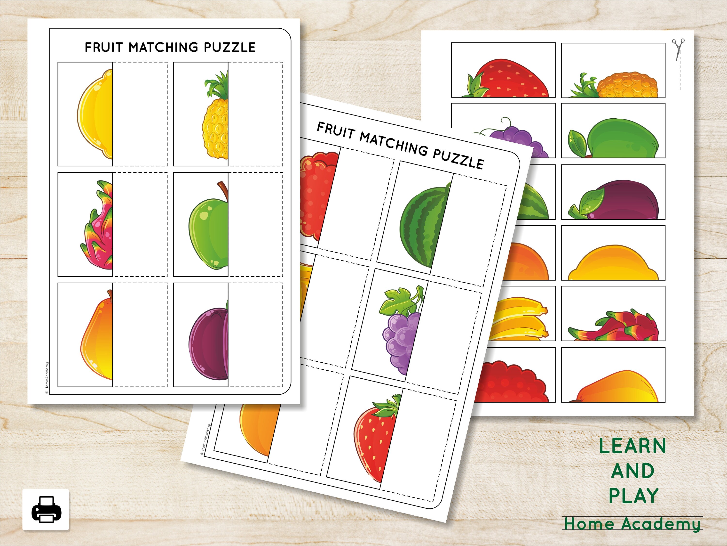Printable Matching Card Game for Toddler VEGETABLES/FRUIT - Etsy