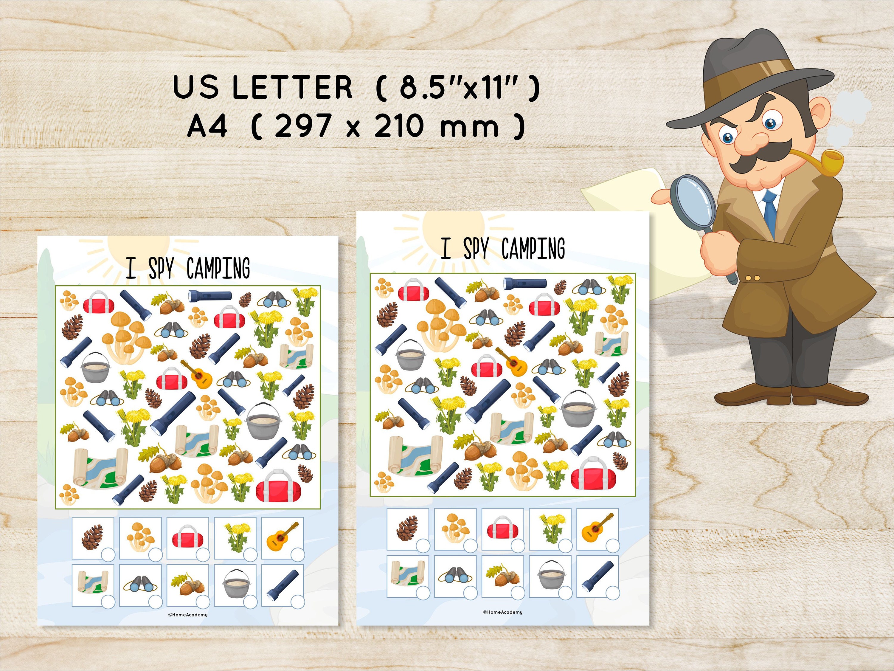 I SPY Printable Camp Games for Kids CAMPING Toddler Activities Birthday ...