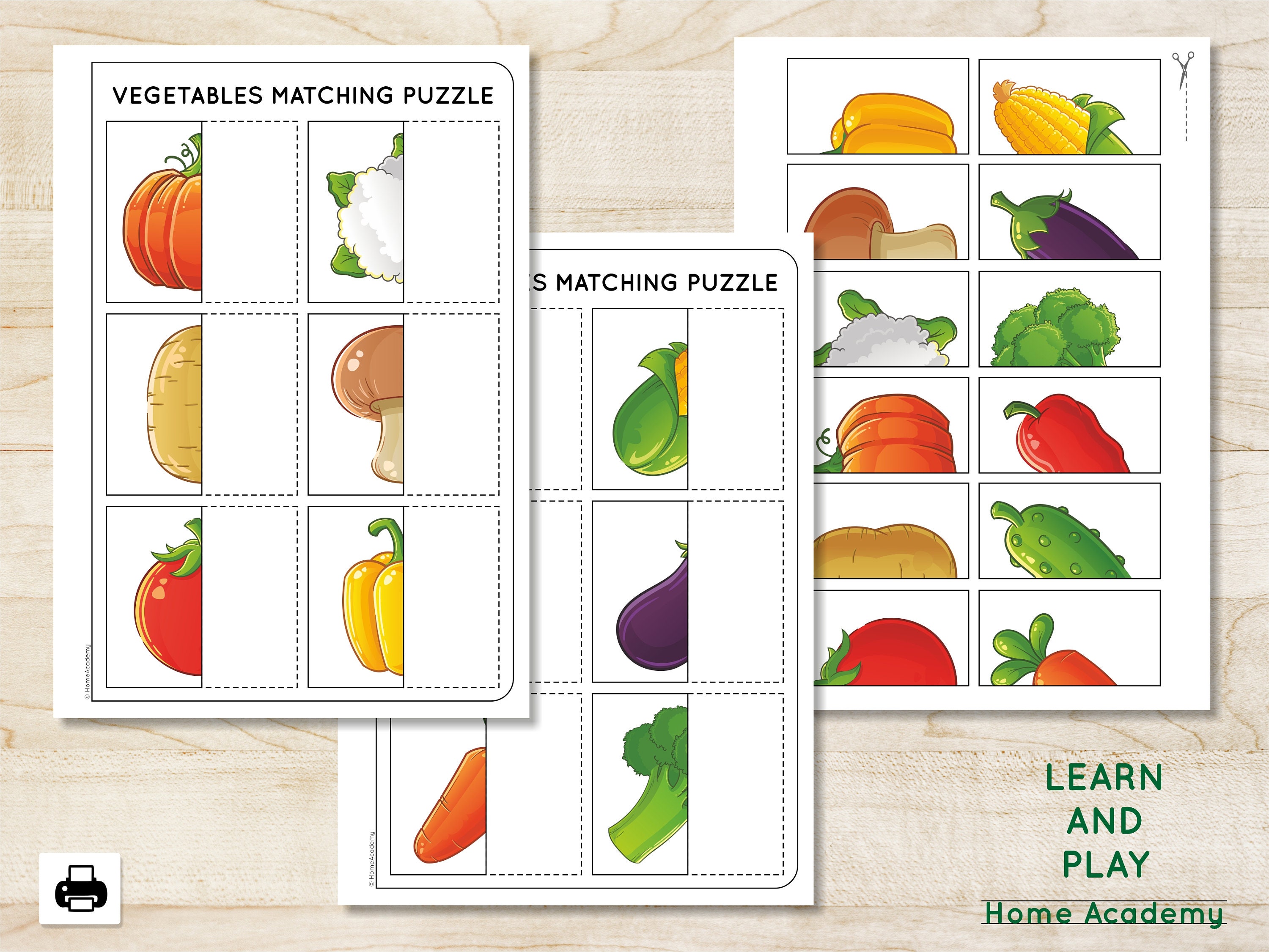 Printable Matching Card Game for Toddler VEGETABLES/FRUIT - Etsy