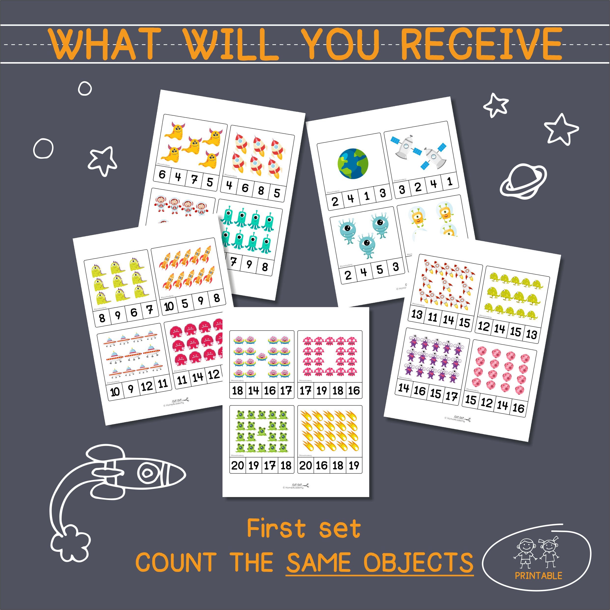 Printable Count and Clip Cards Kindergarten Math Preschool - Etsy