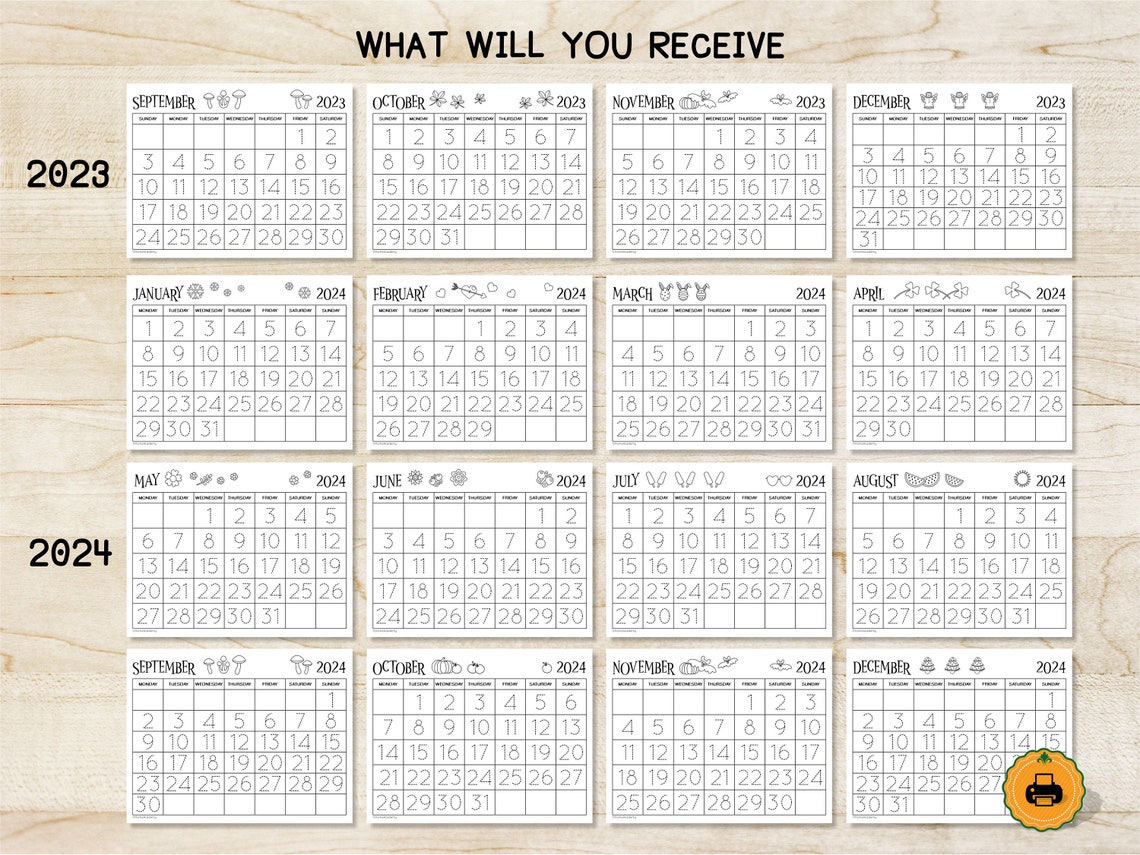 Printable CALENDAR 2024 Traceable Calendar Homeschool Morning Binder ...