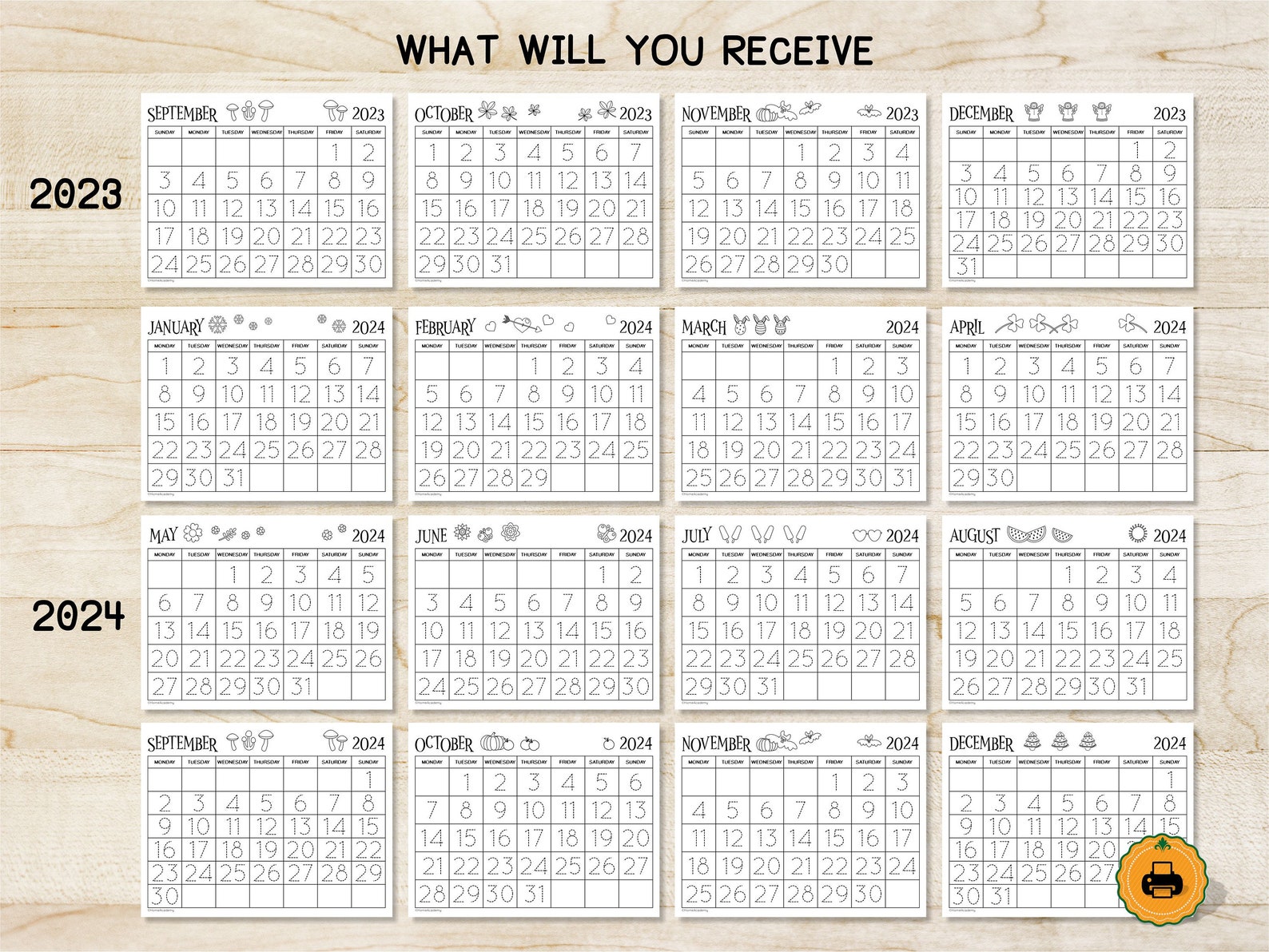 Printable CALENDAR 2024 Traceable Calendar Homeschool Morning Binder ...