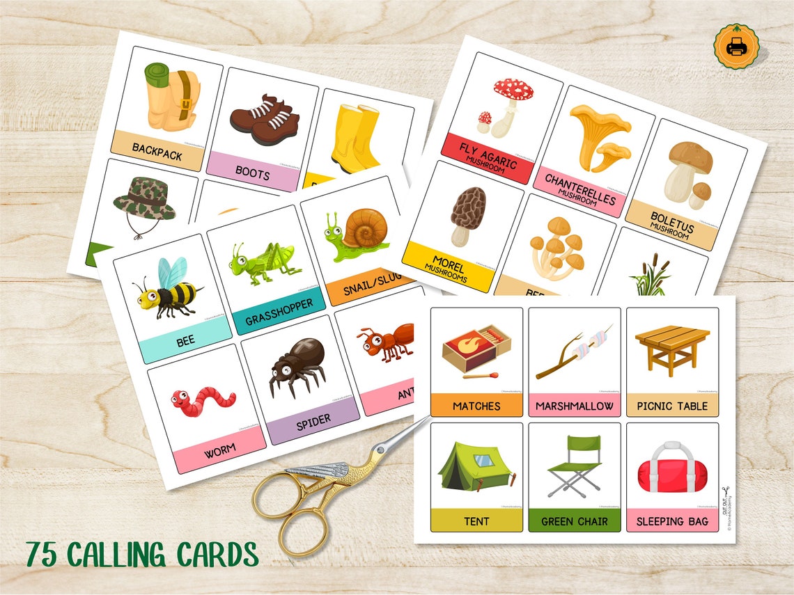 CAMPING BINGO Printable 30 Bingo Cards & 75 Calling Cards Camp Games ...