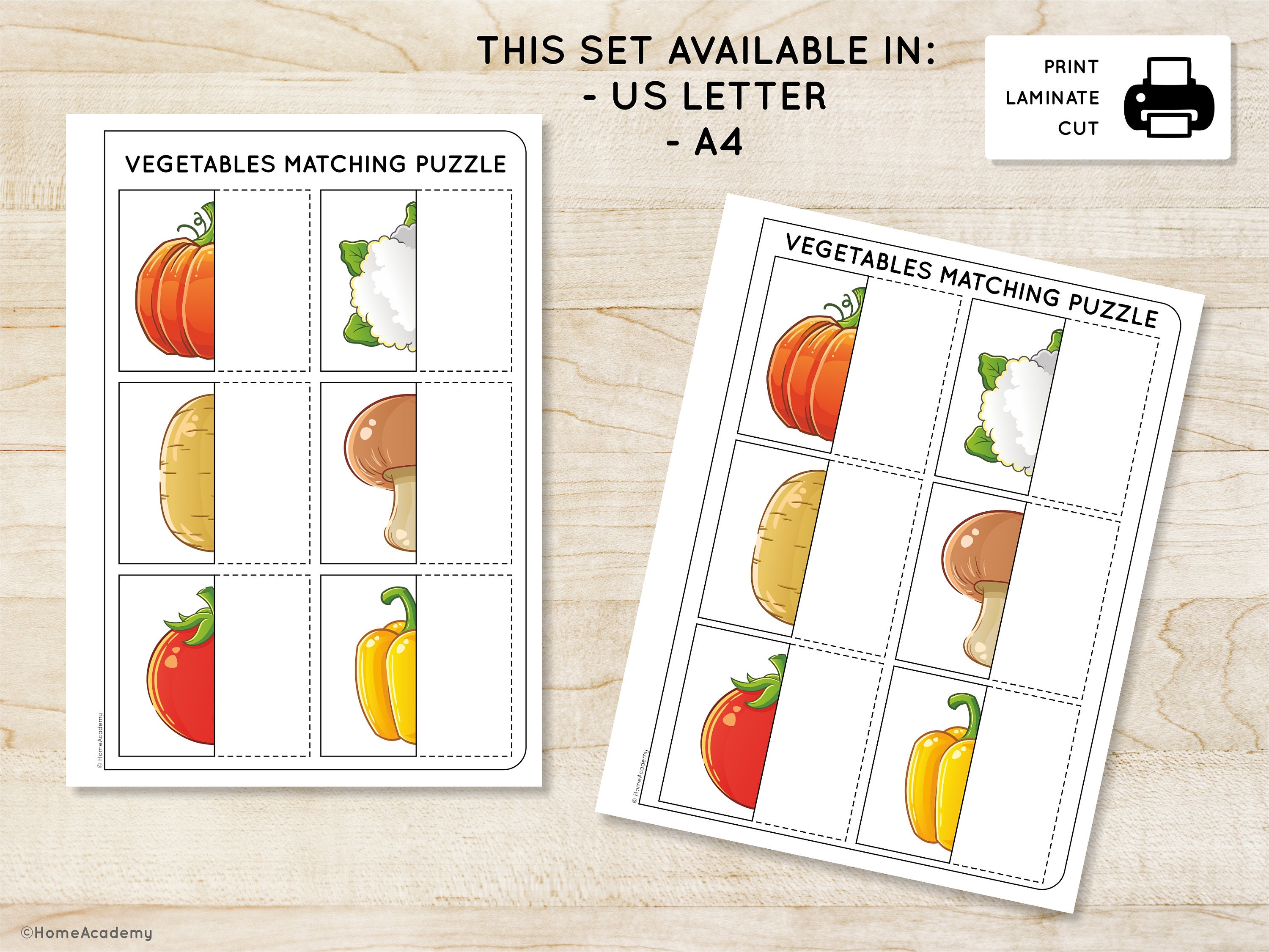 Printable Matching Card Game for Toddler VEGETABLES/FRUIT - Etsy