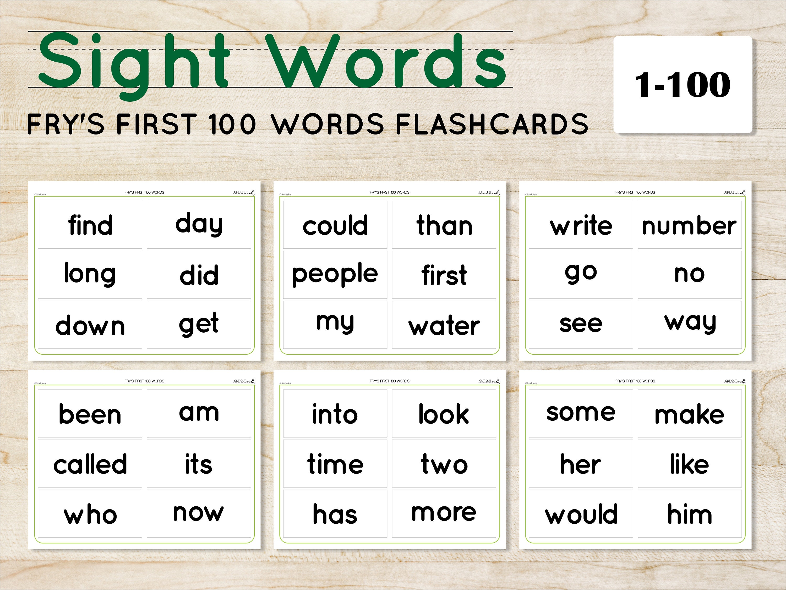 First 100 Fry Sight Words Flashcards Printable Homeschool Worksheets ...