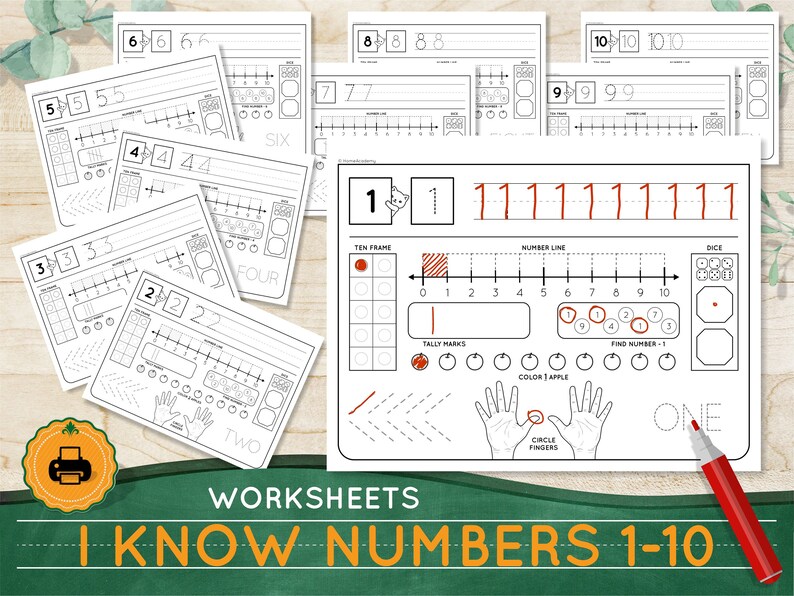 1-10 Number Tracing Book Printable Preschool Worksheets Homeschool ...