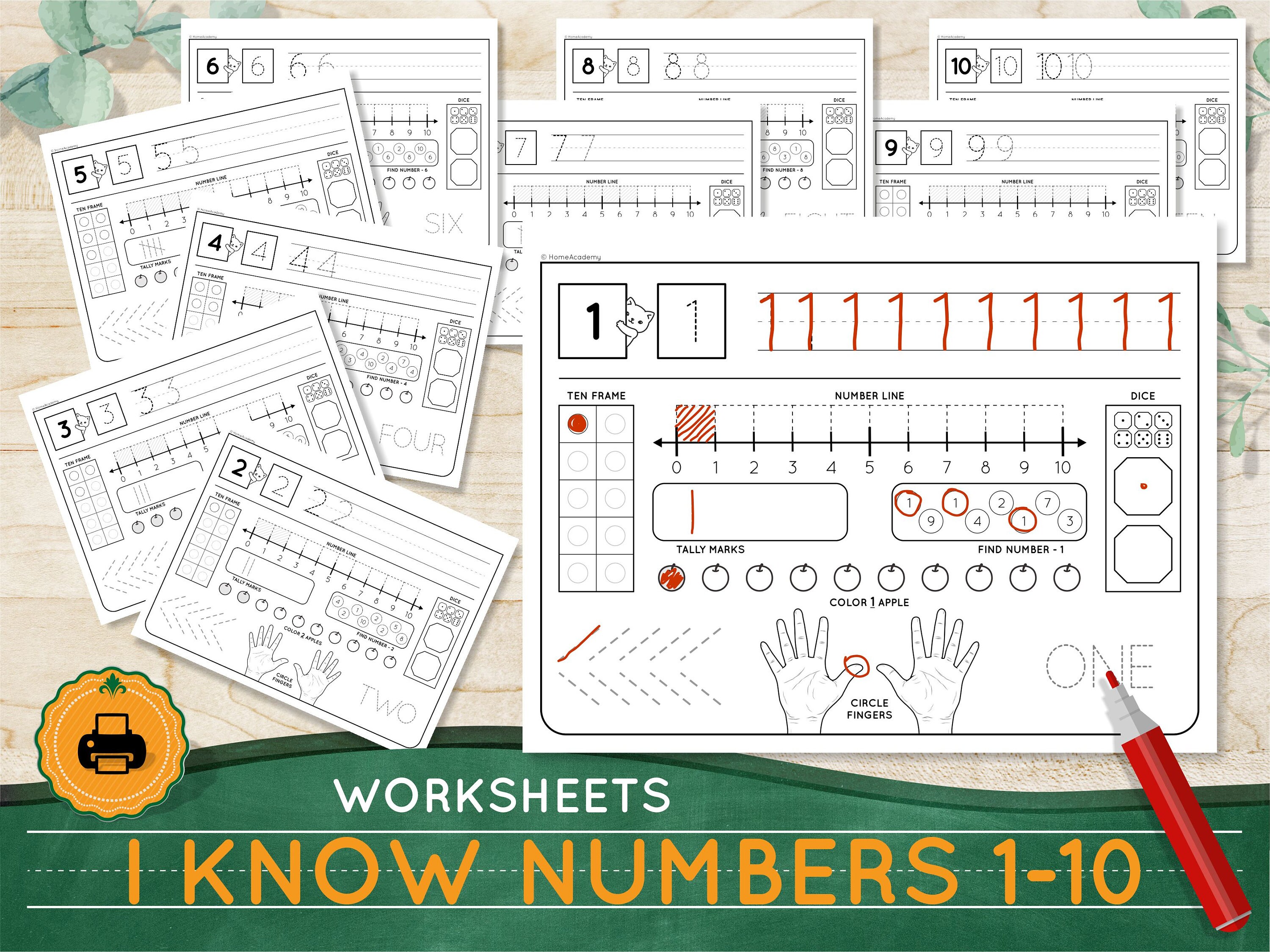 1-10 Number Tracing Book Printable Preschool Worksheets - Etsy