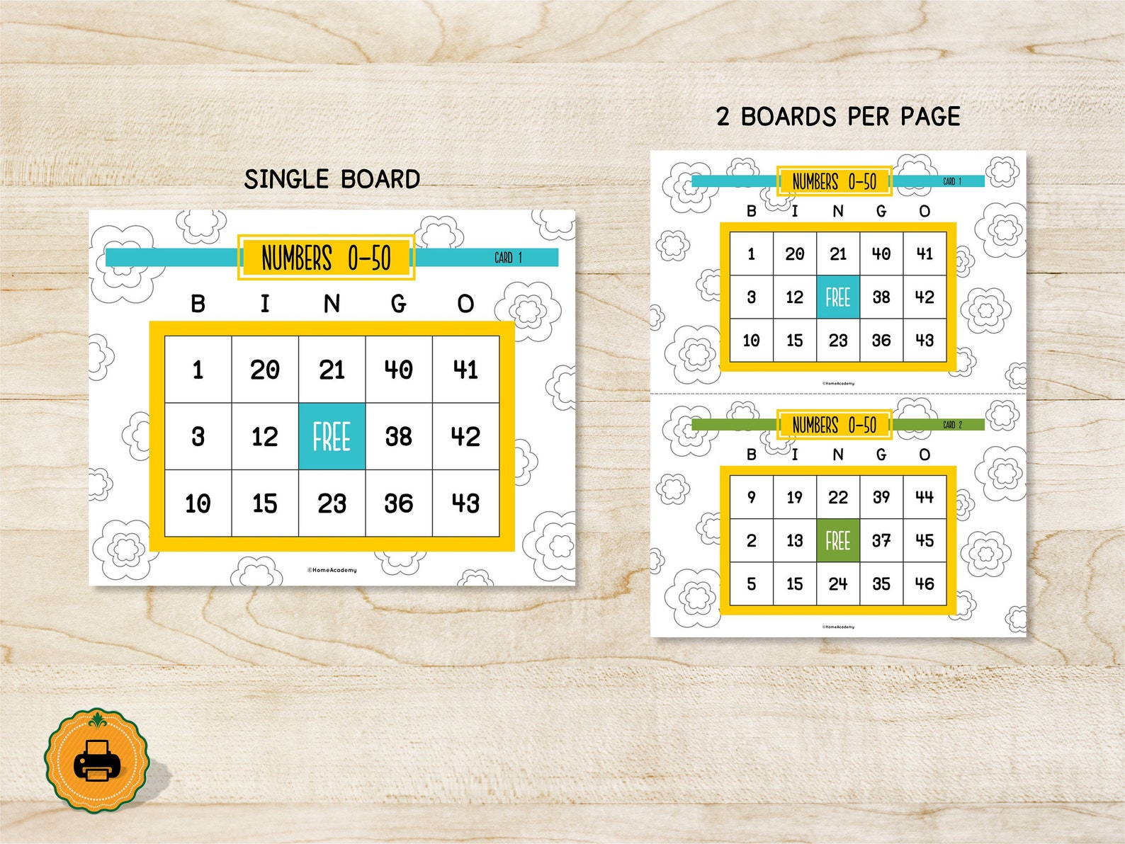 Printable BINGO GAME Number Recognition 0-50 Homeschool - Etsy UK