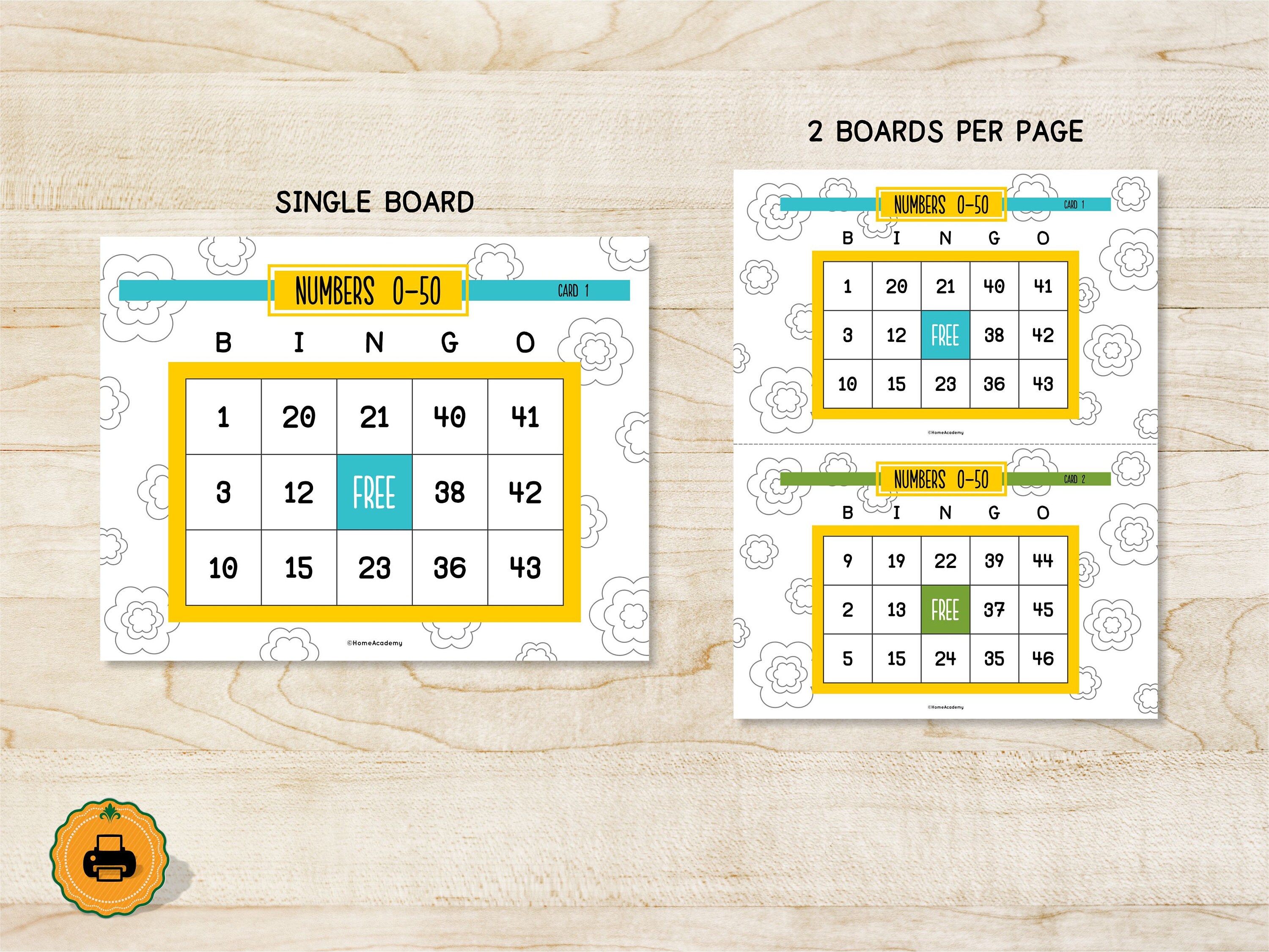 Printable BINGO GAME Number Recognition 0-50 Homeschool - Etsy UK