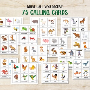 Printable BINGO Game for Kids ANIMALS 30 Bingo Cards & 75 Calling Cards ...